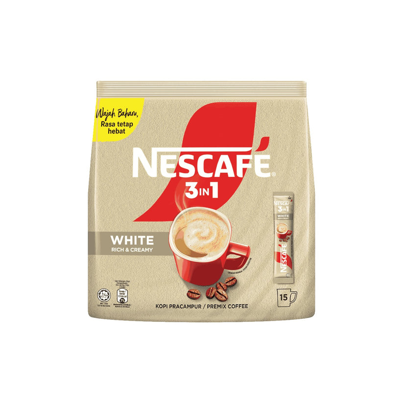 NESCAFE 3 in 1 White Instant Coffee (Rich & Creamy) 15 sticks – Chefsneed